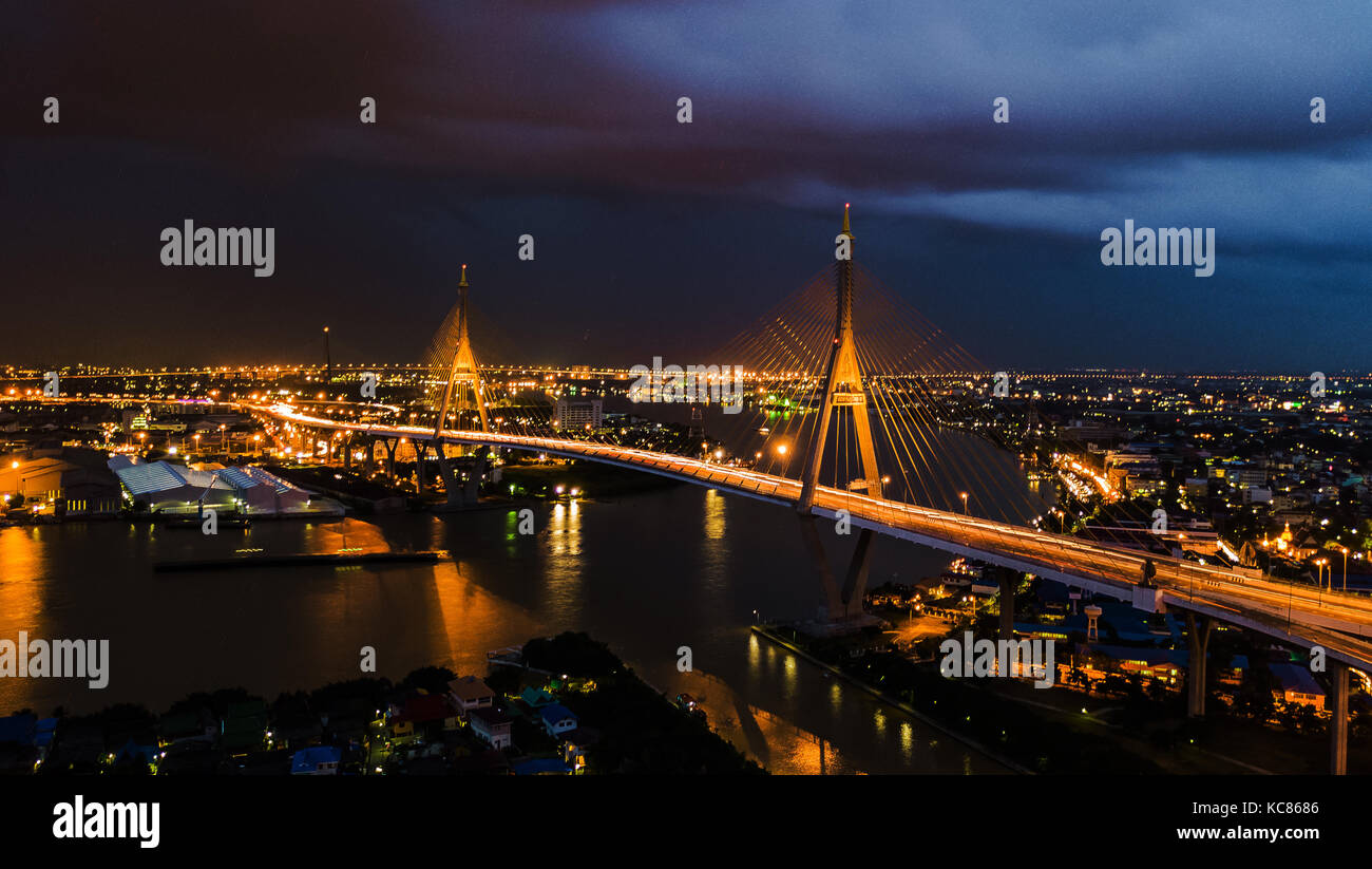 Rama 9 Bridge in Thailand. The landmark. The symbol is the symbol of ...