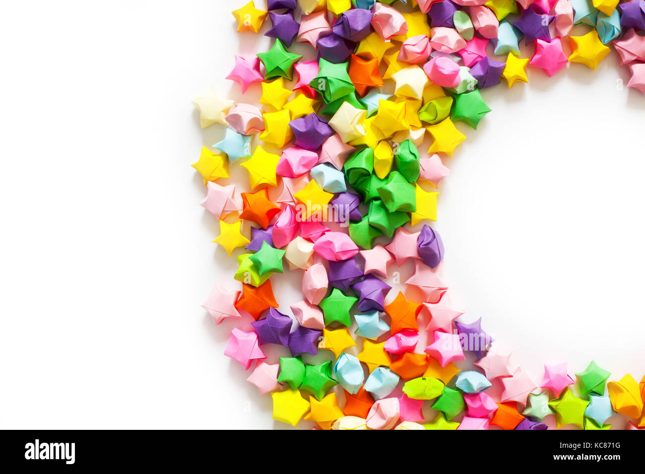 Colorful folded paper star or origami lucky star to use as frame Stock ...