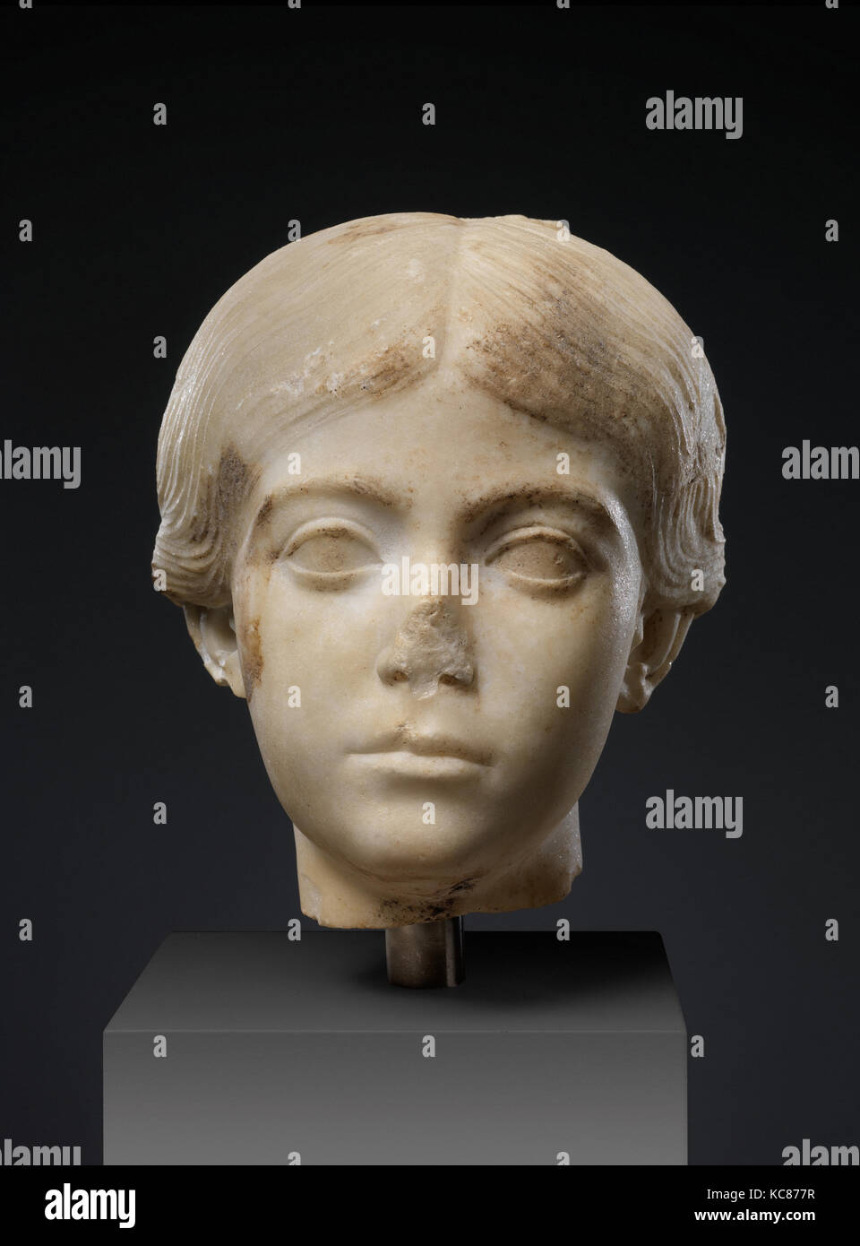 Two marble portrait heads from a relief, ca. 13 B.C.–A.D. 5 Stock Photo ...