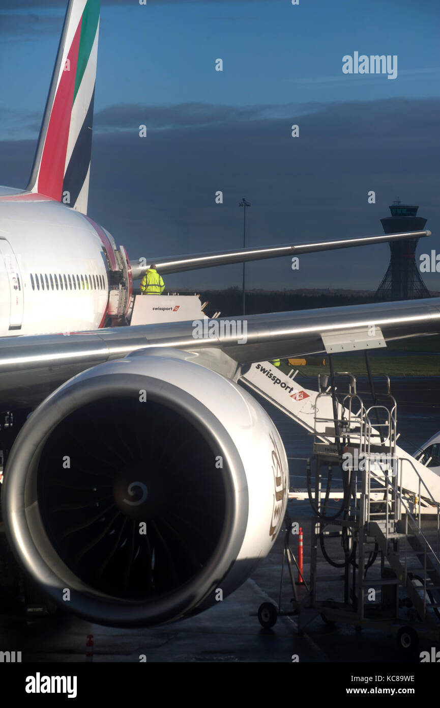 Emirates Boeing 777 at Newcastle International Airport Stock Photo - Alamy