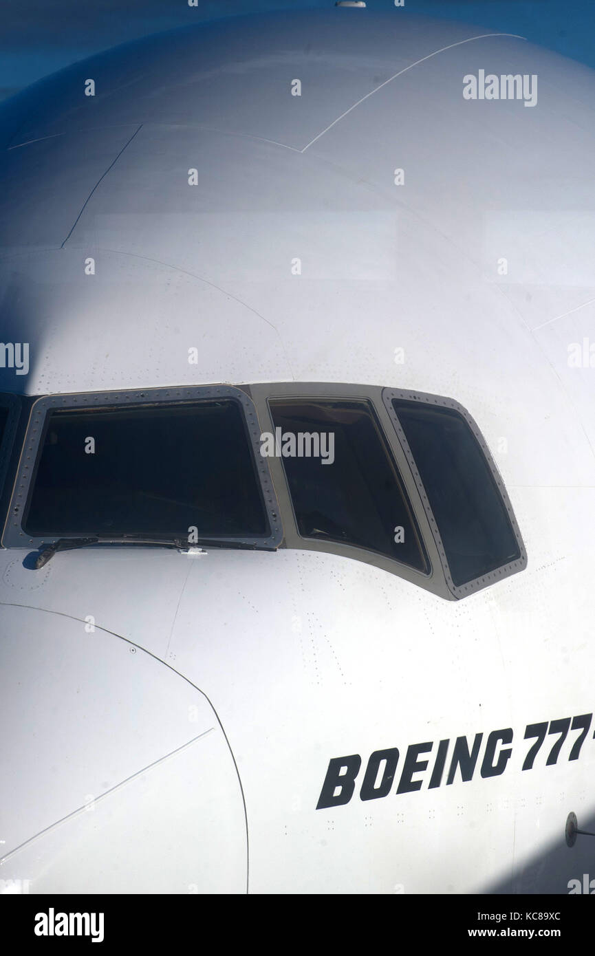 Emirates Boeing 777 at Newcastle International Airport Stock Photo - Alamy