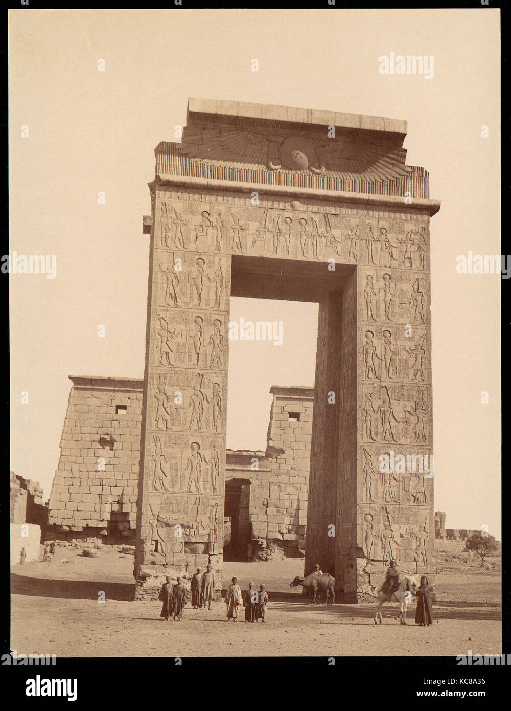 Karnak. Pylone de Ptolomee, 1880s, Albumen silver print from glass ...