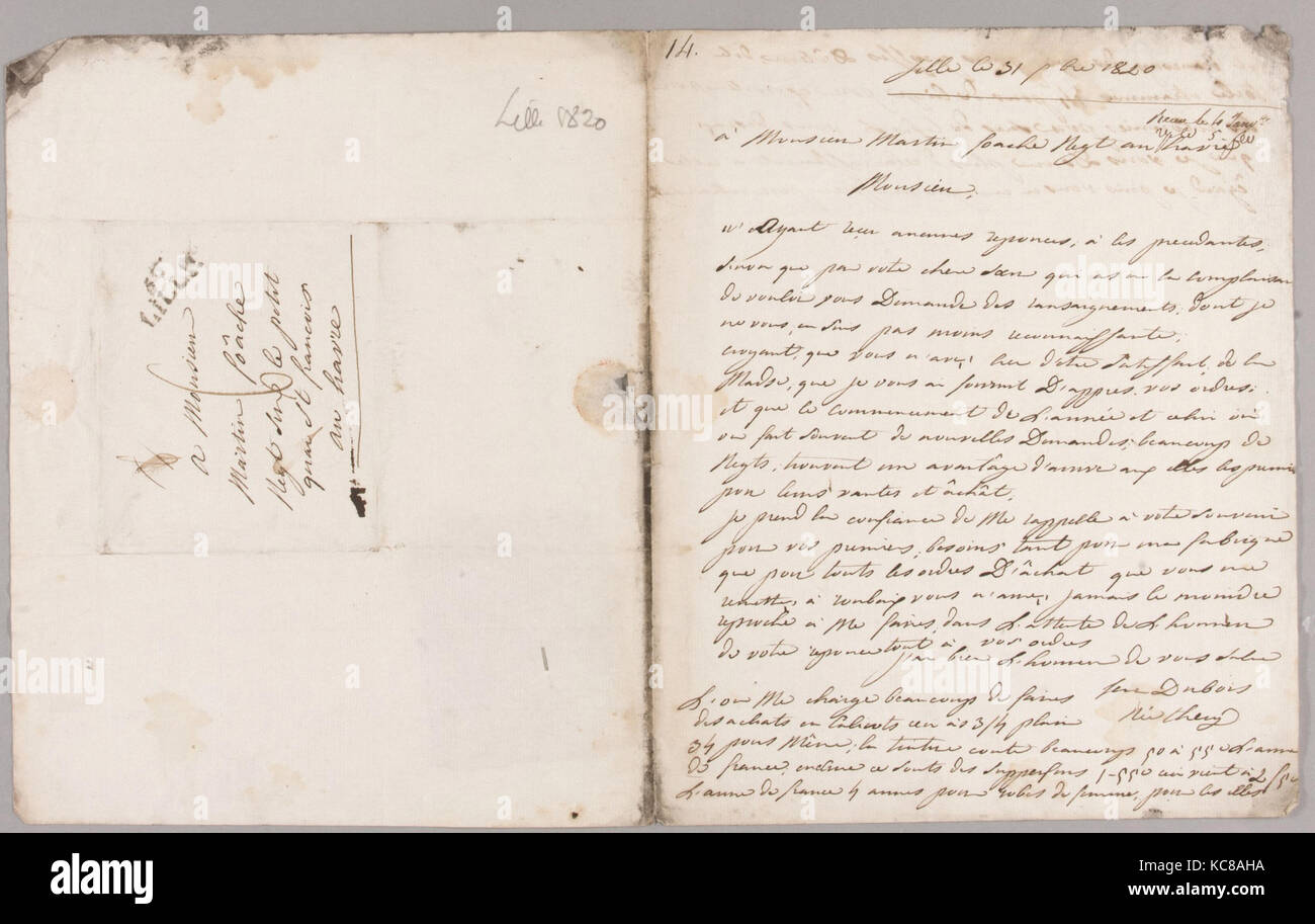 Letter with textile samples, late 18th–early 19th century Stock Photo ...