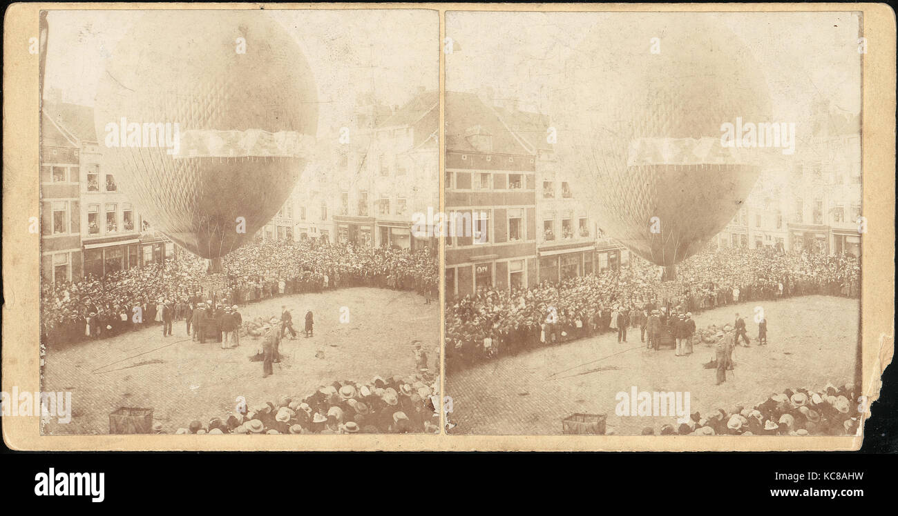 Stereograph View of a Hot Air Balloon, Unknown, 1850s–60s Stock Photo ...