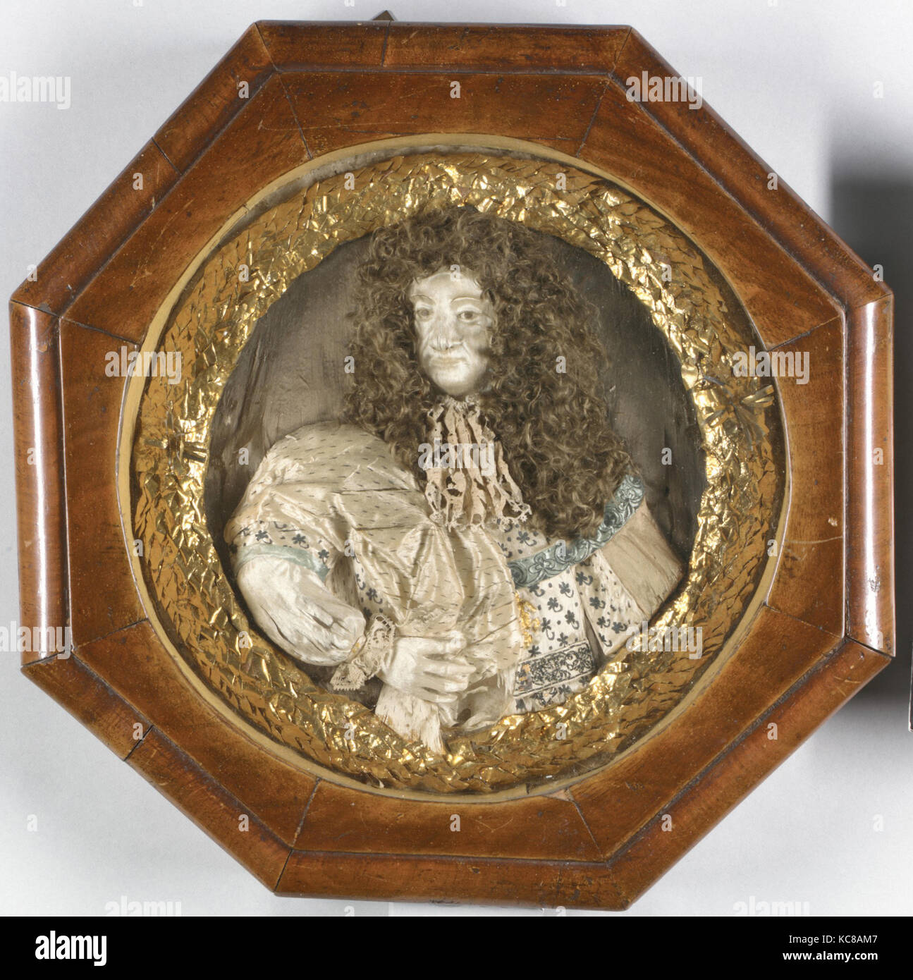 Portrait of Charles II in raised work embroidery, After a painting by ...