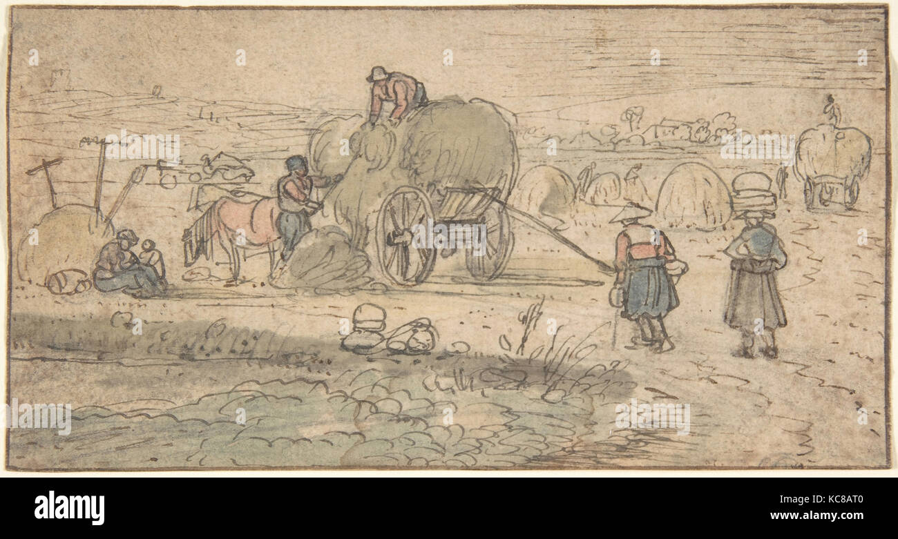 Peasants Loading Hay, ca. 1620s, Pen and brown and black inks ...