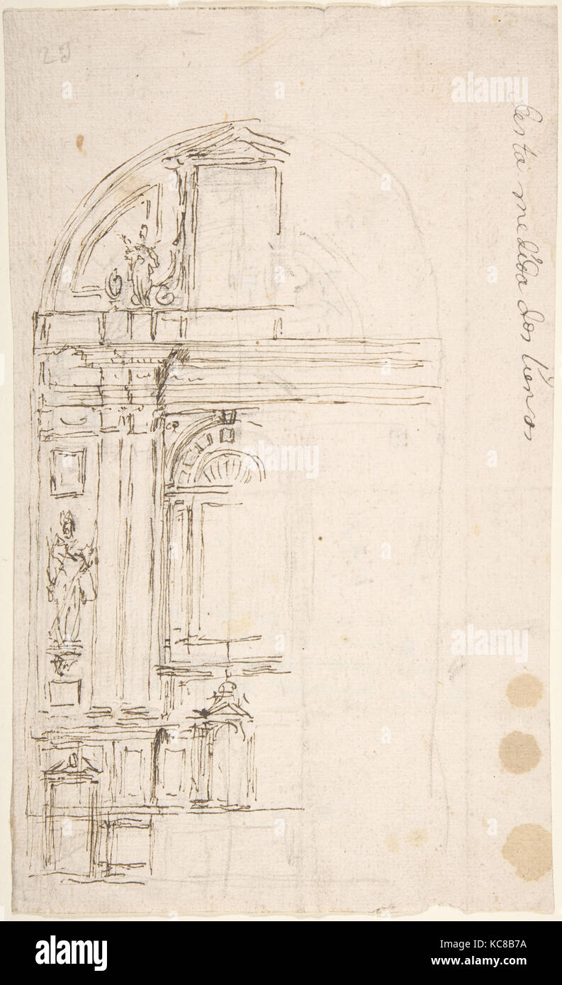 Retablo Design with Figures, Anonymous, Spanish, 18th century Stock ...