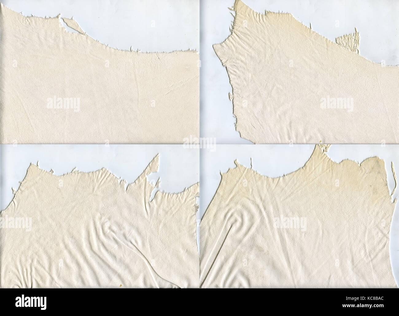 Set of ragged edges light leather texture Stock Photo - Alamy