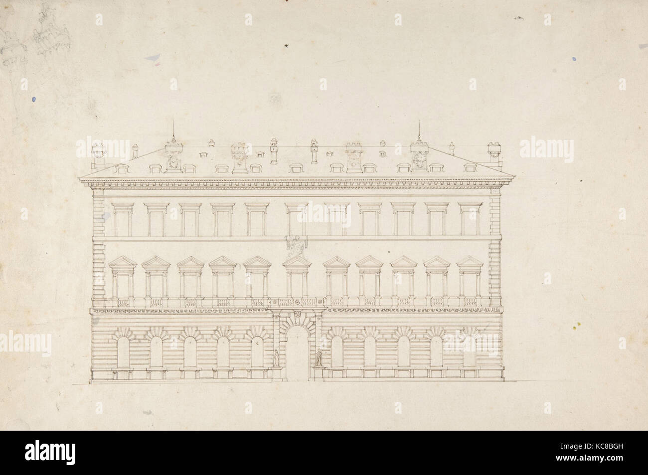 Design for a Public Building in the Italian Renaissance Palazzo Style ...