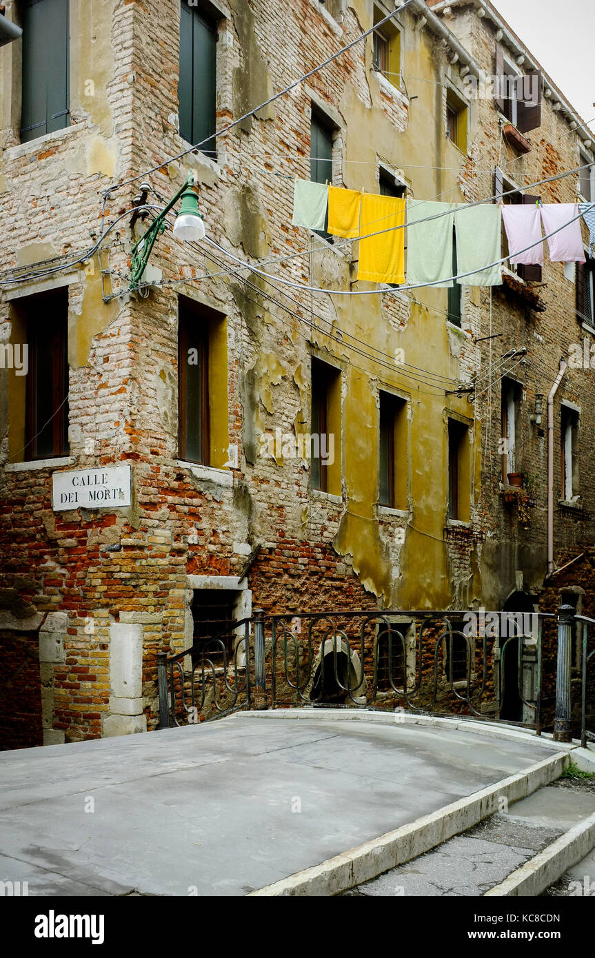 A quiet corner of a campo in Venice. The street is called calle dei ...