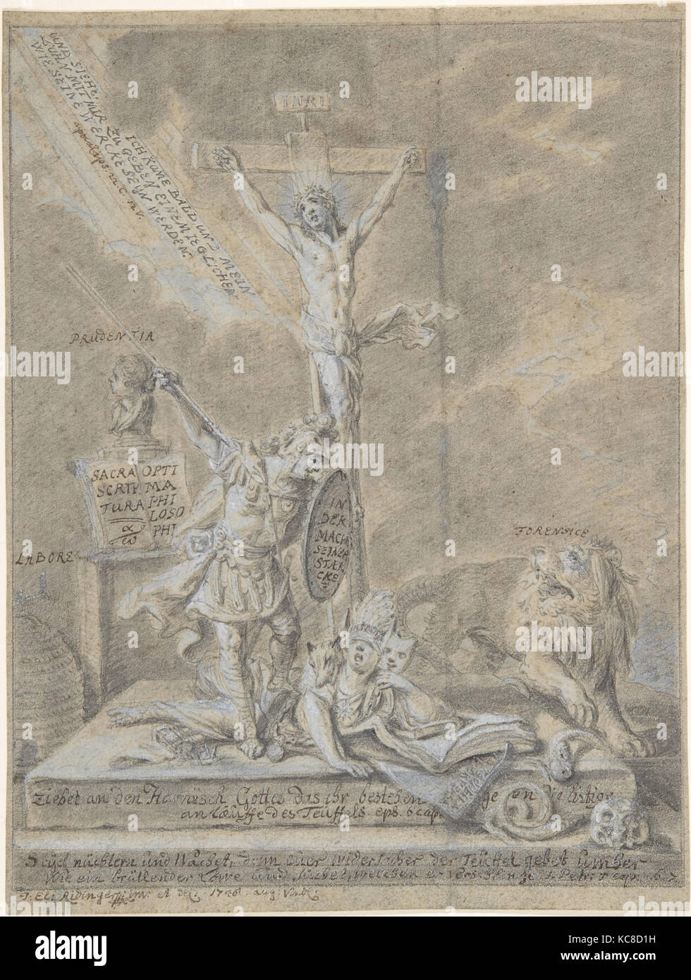 Allegory of Christian Virtues, Johann Elias Ridinger, 1746 Stock Photo ...