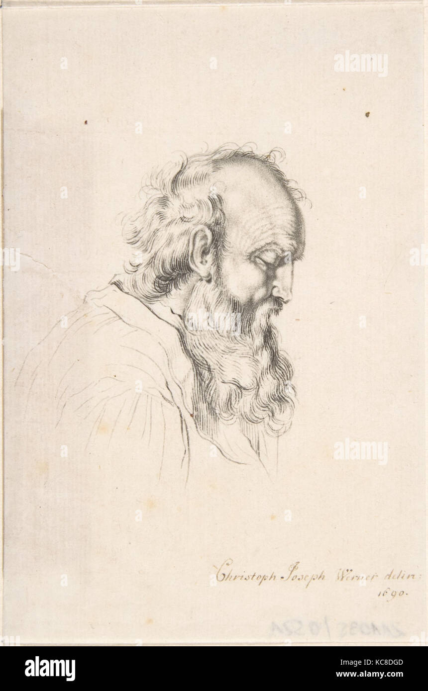 Bearded Man, 1690, Brush and brown ink, sheet: 4 15/16 x 3 1/8 in. (12. ...