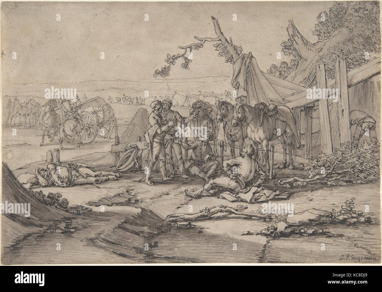 Cavalry Men at Rest, Georg Philipp Rugendas, late 17th–mid-18th century ...