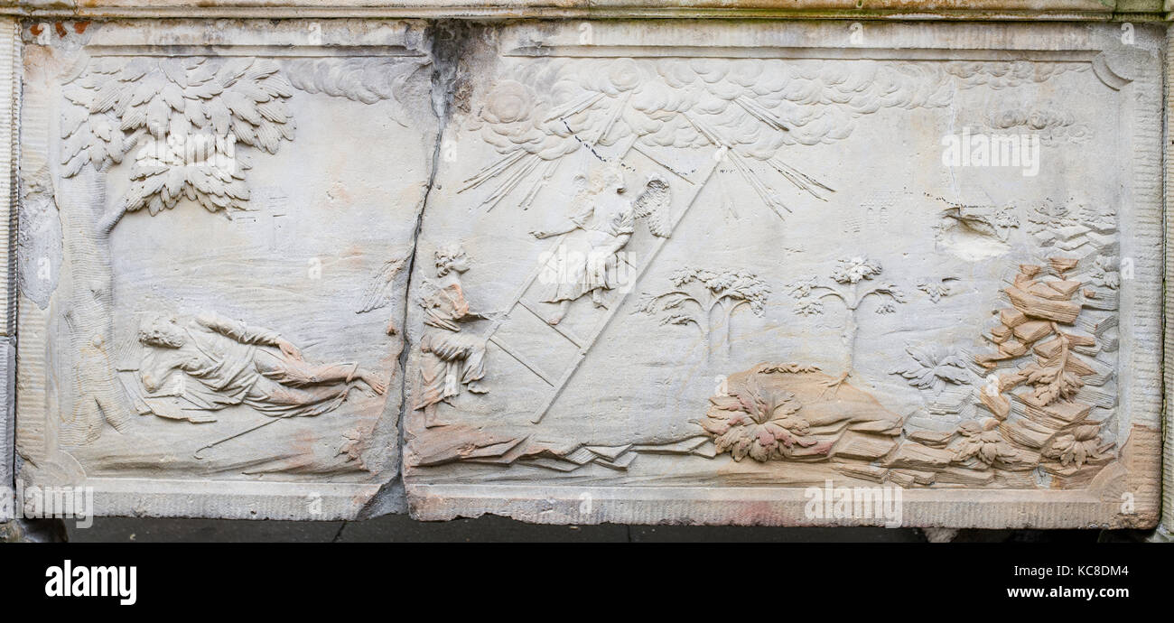 Ornaments, mouldings, gargoyle, low reliefs in a sandstone, granite ...