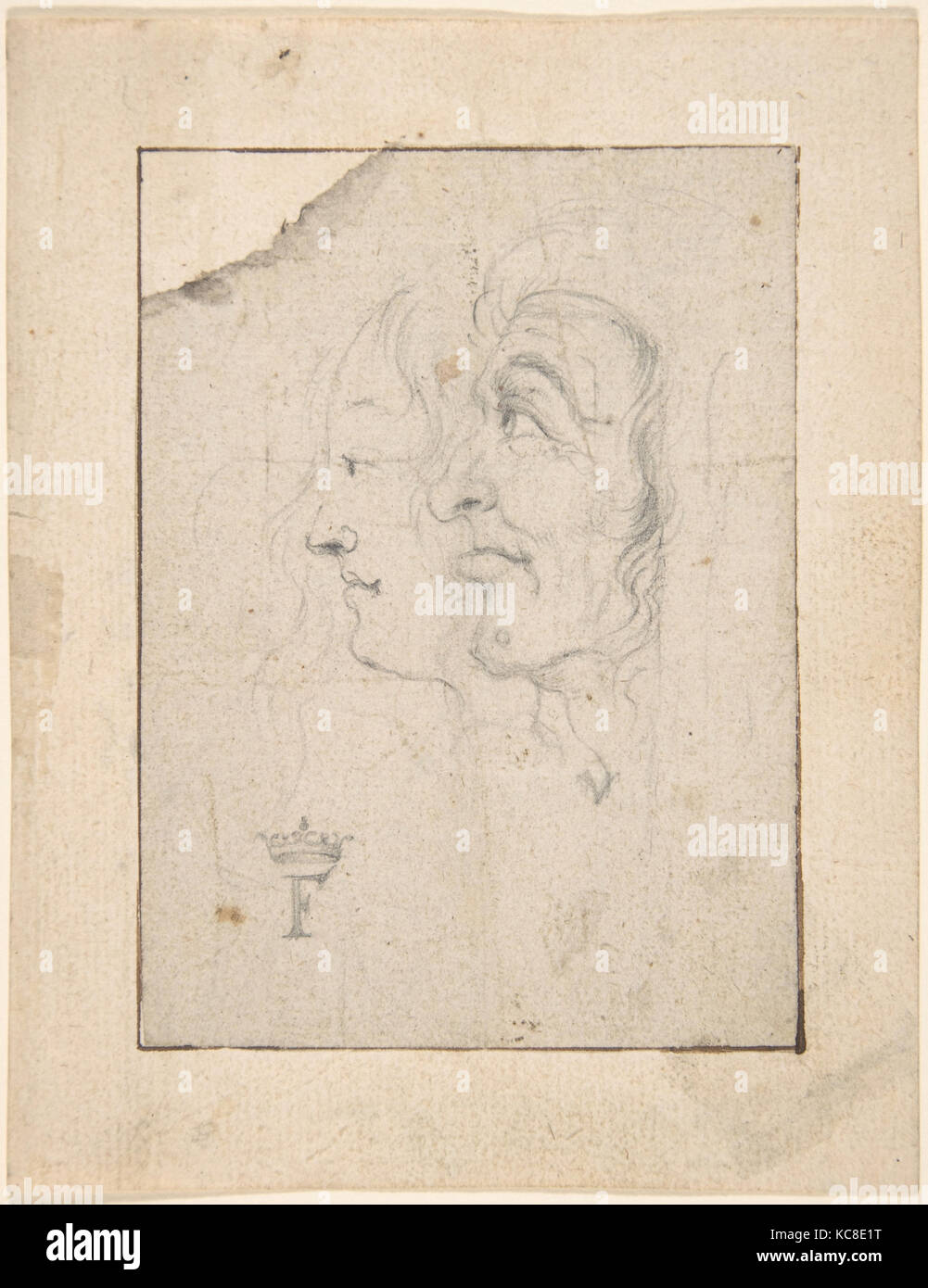 Two Heads of an Old and a Young Woman Looking to the Left (Ages of ...