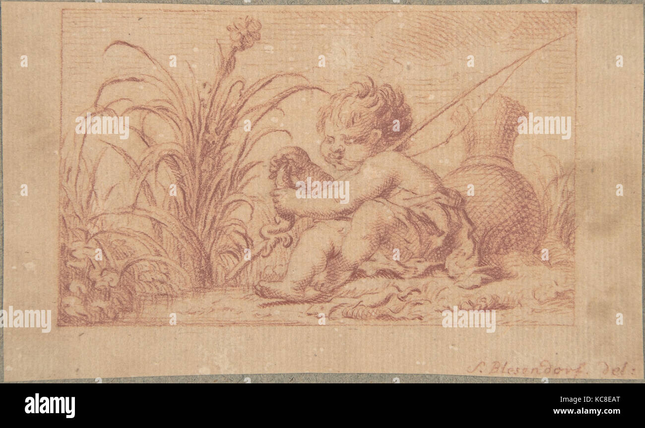 A Fishing Putto, Sophia Blesendorf, late 17th century Stock Photo - Alamy