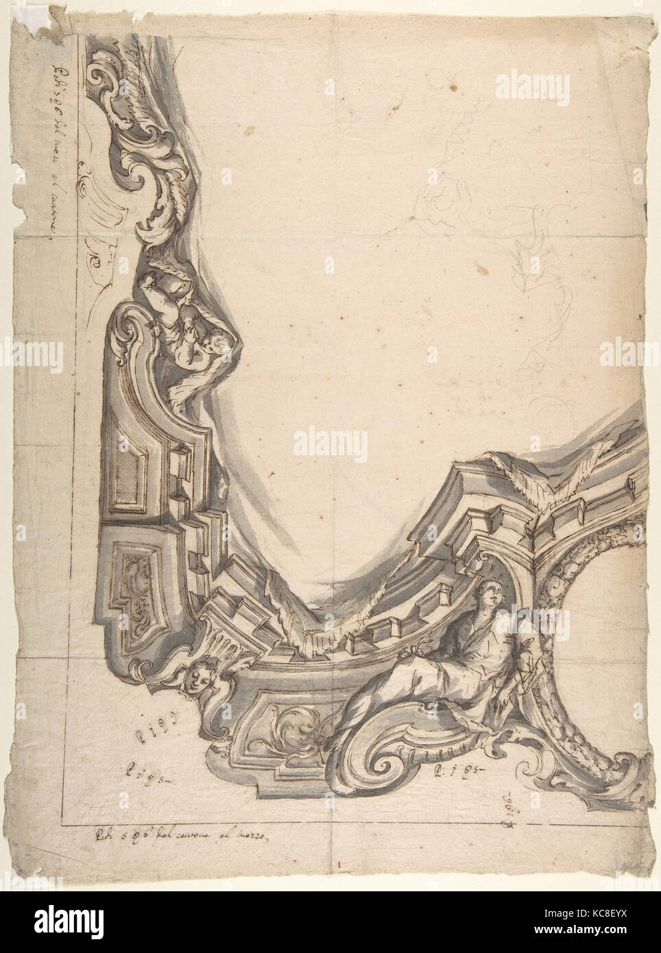 Design for a corner of a Painted Ceiling, Architectural "Cove" with a ...