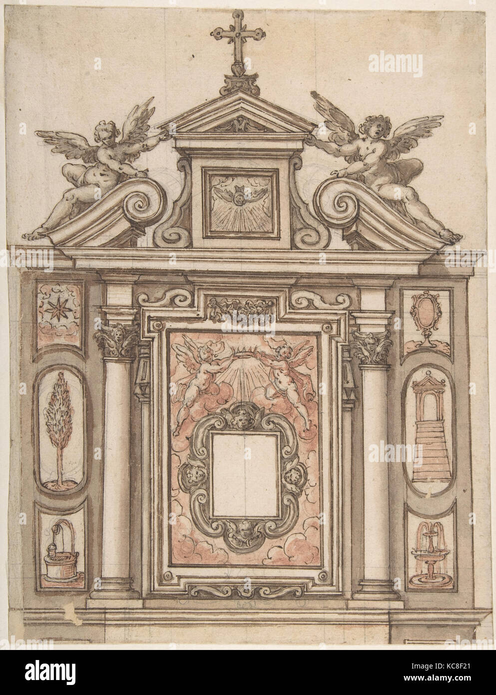 Design for a Tomb, with Ducal Crown at the Center, Anonymous, Italian ...
