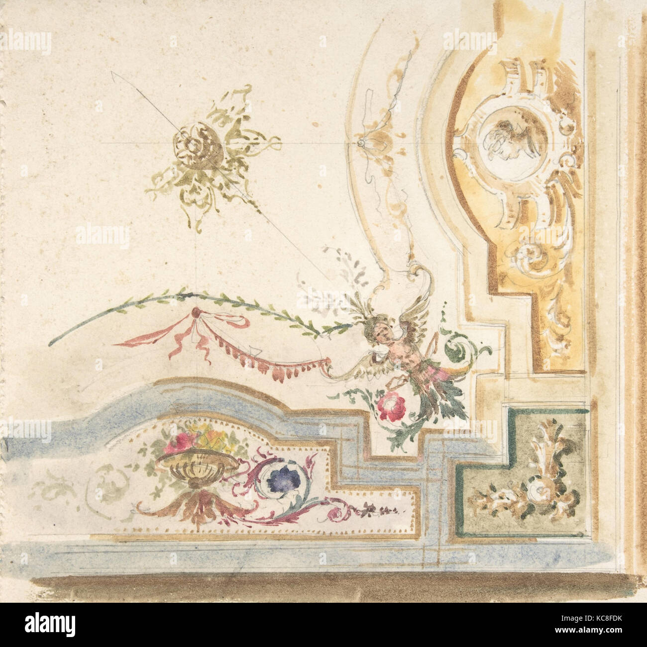 Design for a Ceiling Decoration, Anonymous, Italian, 19th century, 1800 ...