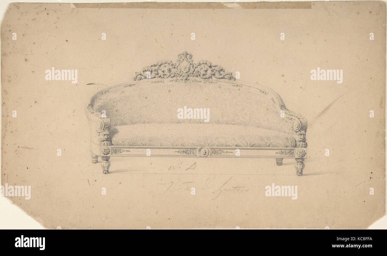 Design for a Couch, Anonymous, Italian, 19th century, 1800–1900 Stock ...