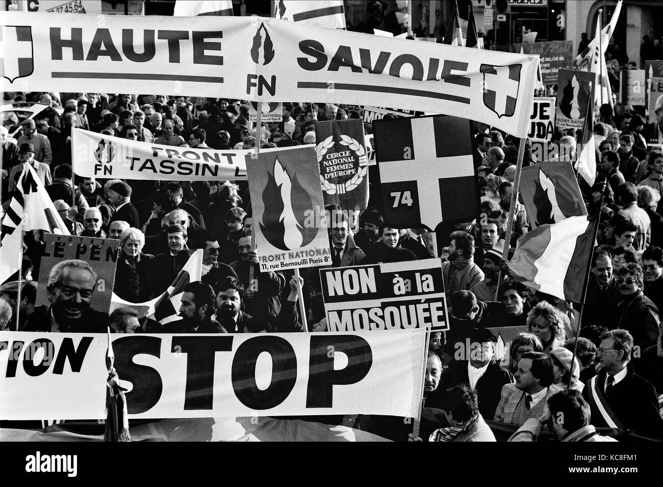 French National Front holds rally in Lyon to protest against the ...