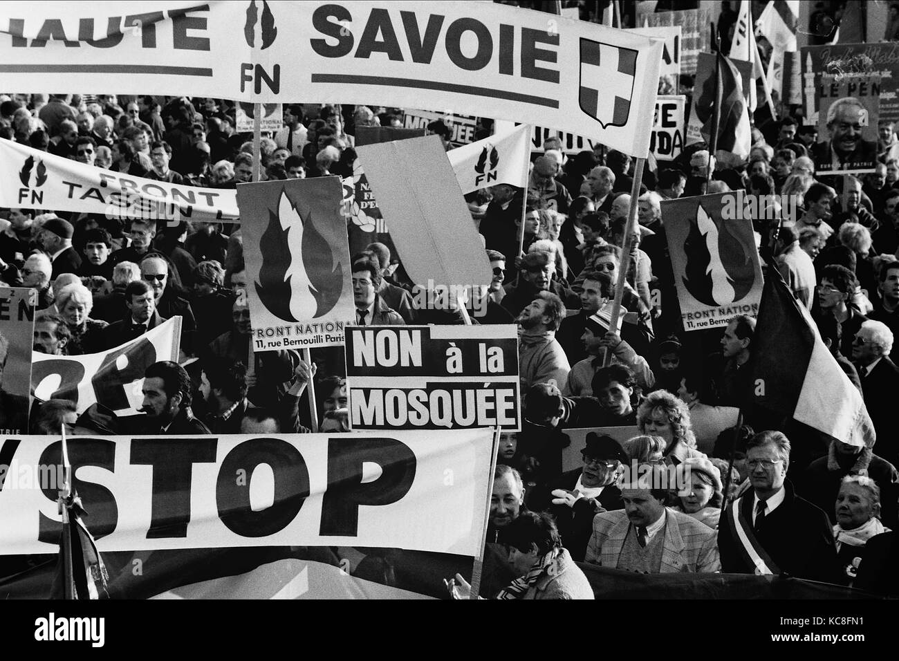 French National Front holds rally in Lyon to protest against the ...