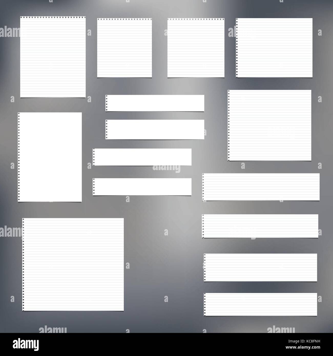 Pieces of torn white blank, note, copybook, notebook strips, sheets for ...