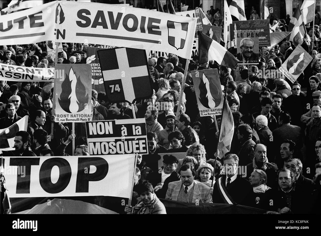 French National Front holds rally in Lyon to protest against the ...