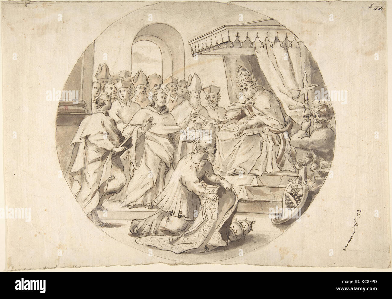 A Pope Recieving a Saint, Anonymous, German, 18th century Stock Photo ...