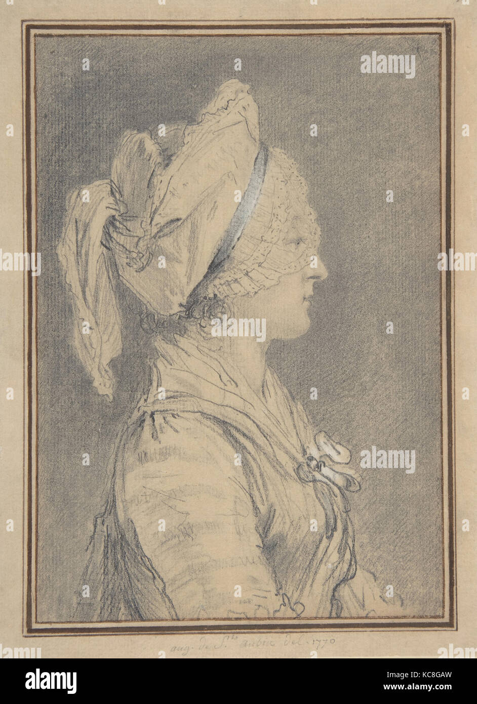 Half Figure of a Woman Wearing a Cap, in Profile to Right, Augustin de ...