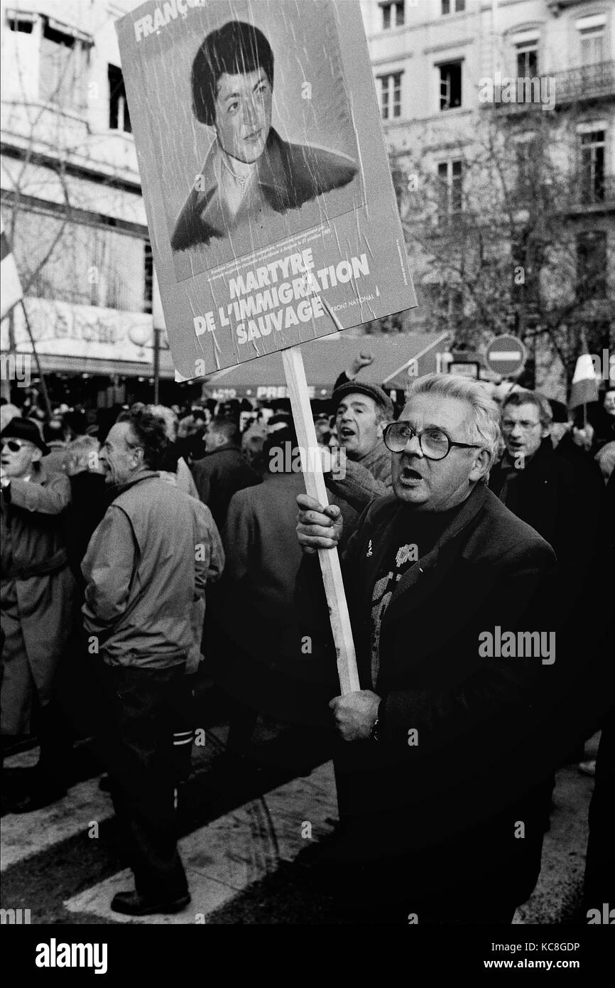French National Front holds rally in Lyon to protest against the ...