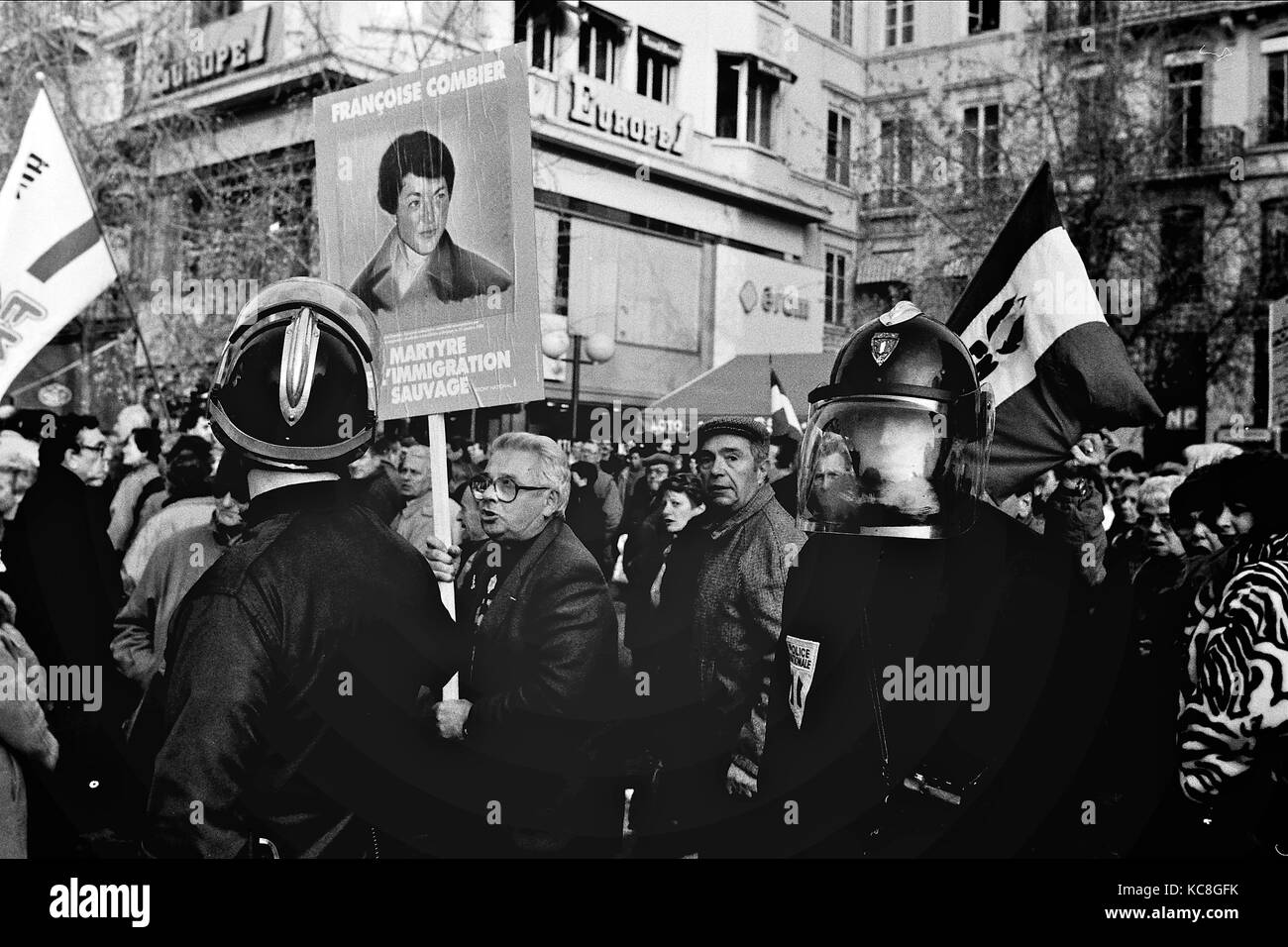 French National Front holds rally in Lyon to protest against the ...