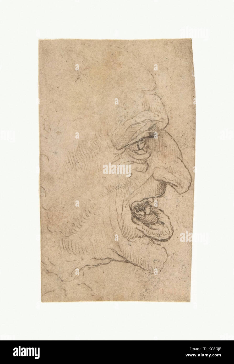 The Head of a Grotesque Man in Profile Facing Right, After Leonardo da ...