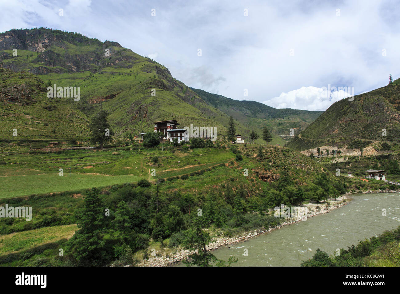 Iron Suspension bridge near Thimphu in Bhutan Stock Photo - Alamy