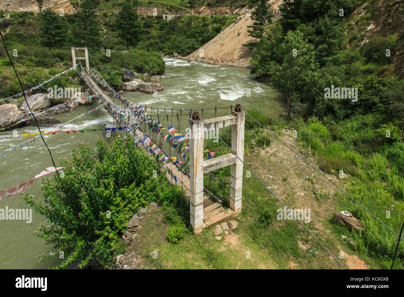 Iron Suspension bridge near Thimphu in Bhutan Stock Photo - Alamy