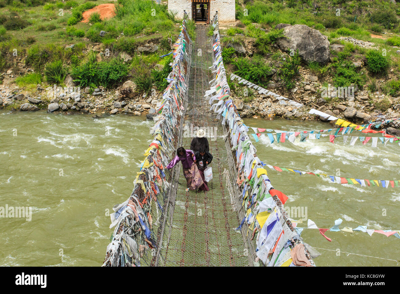 Iron Suspension bridge near Thimphu in Bhutan Stock Photo - Alamy