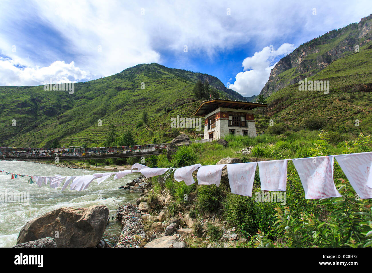 Iron Suspension bridge near Thimphu in Bhutan Stock Photo - Alamy