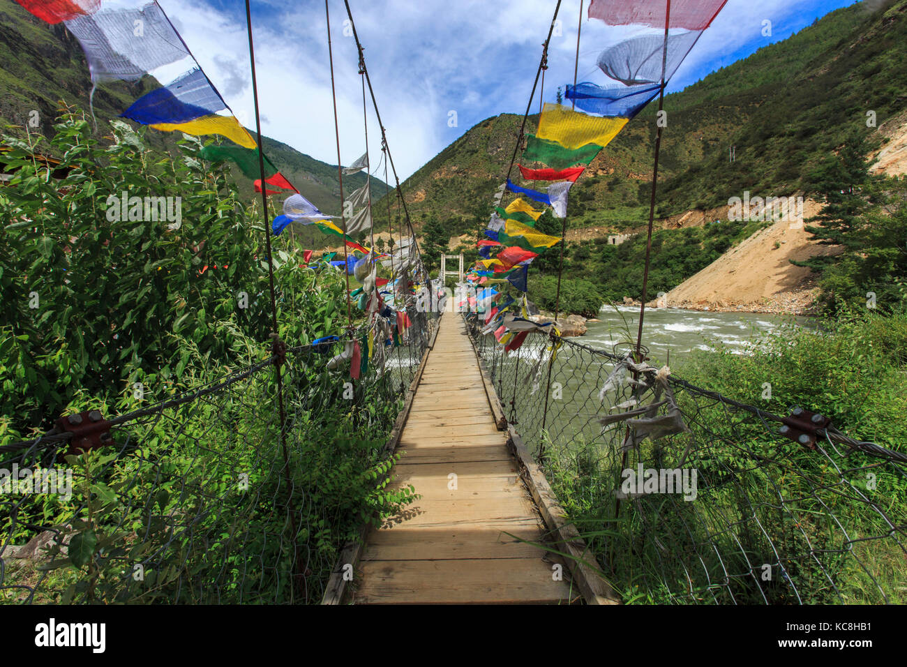 Iron Suspension bridge near Thimphu in Bhutan Stock Photo - Alamy