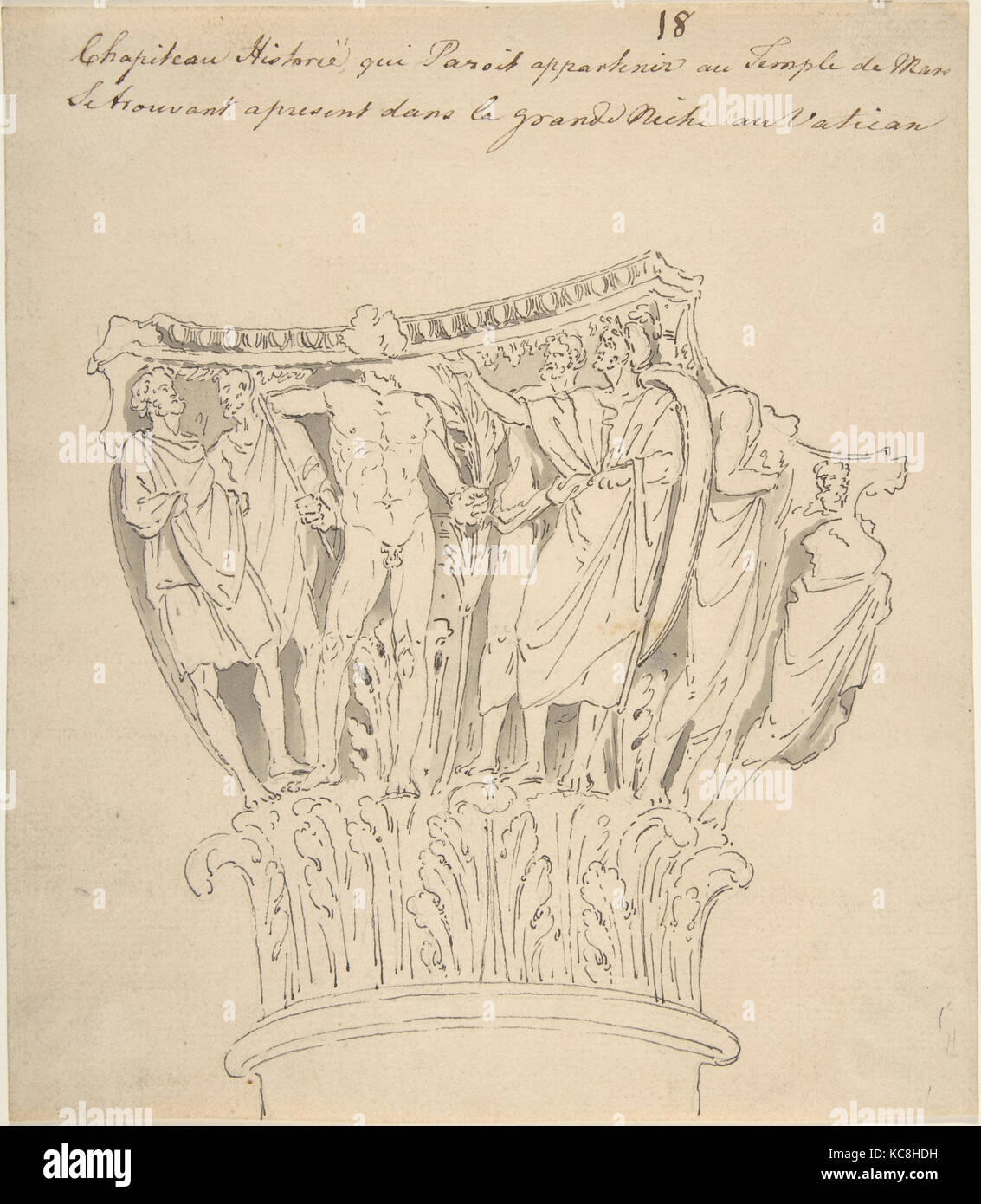 Drawing of Capital from the Vatican, Anonymous, French, 18th century ...