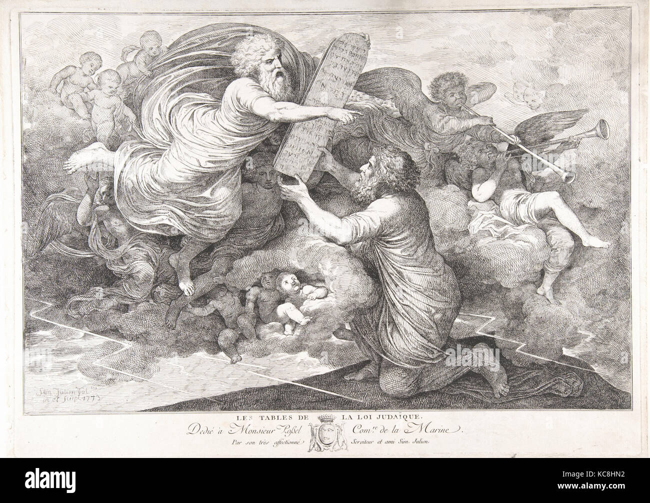Moses on Sinai (Le tables de Loi judaique), Simon Julien, 1773 Stock ...