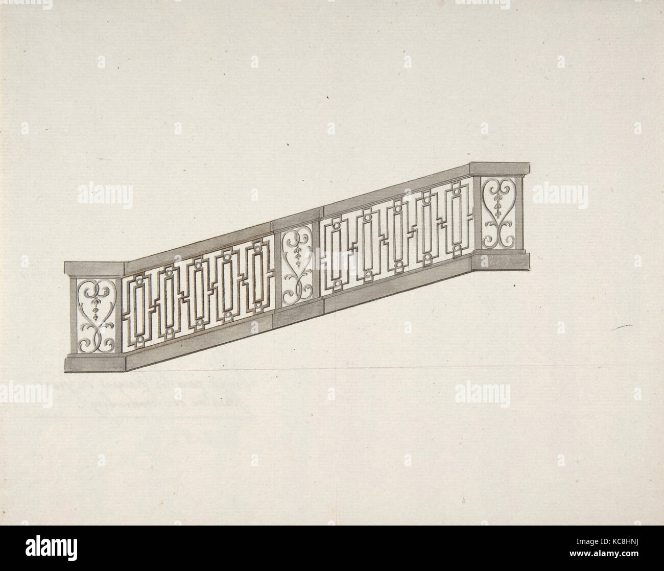 Design for Ornamented Stair Railing, Anonymous, French, 18th century ...