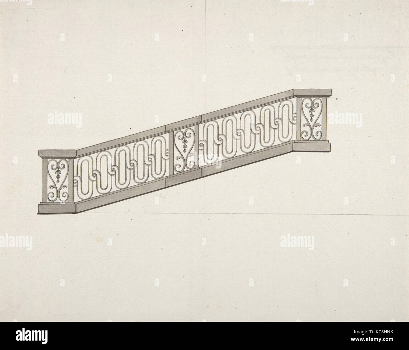 Design for Ornamented Stair Railing, Anonymous, French, 18th century ...