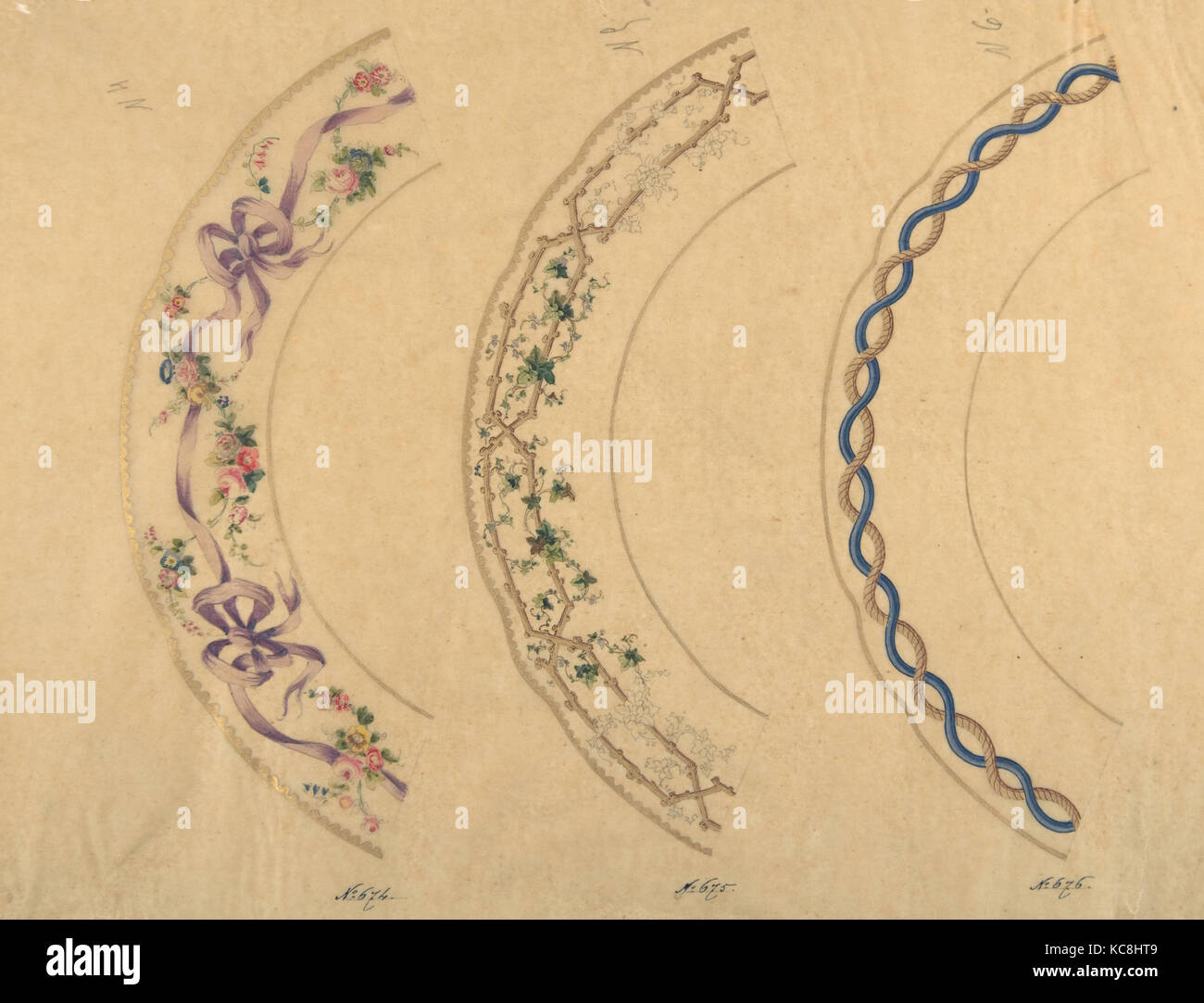 Three Designs for Plate Borders, Anonymous, French, 19th century, 19th ...