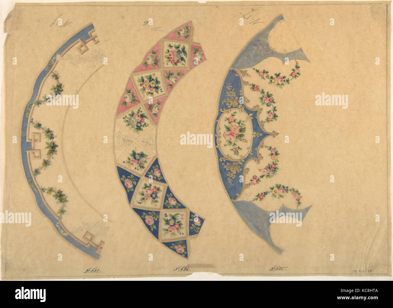 Three Designs for Plate Borders, Anonymous, French, 19th century, 19th ...