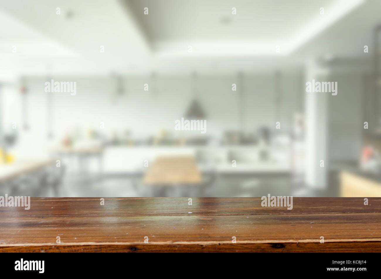 Wood table top Blur restaurant - vintage effect style picture for ...