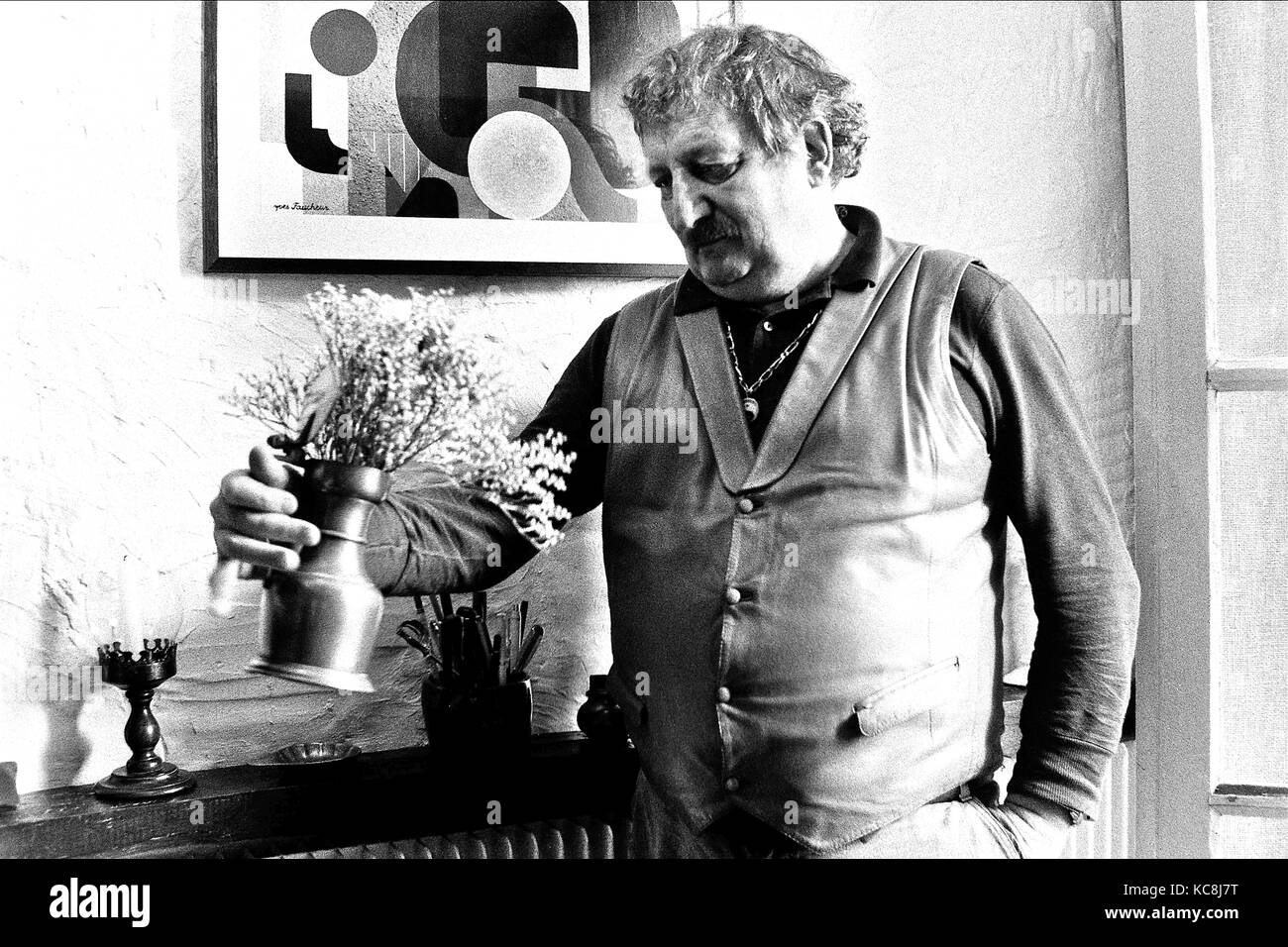 French actor Jacques Fabbri, portrayed at home, in Montmartre, Paris ...