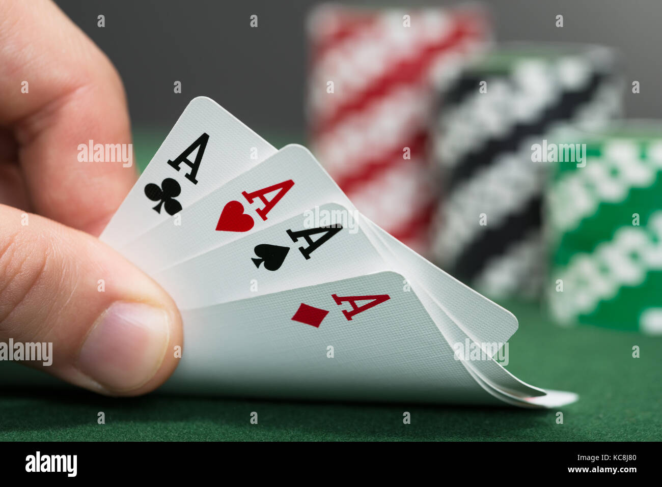 Close-up Of A Poker Player Playing Cards Stock Photo - Alamy