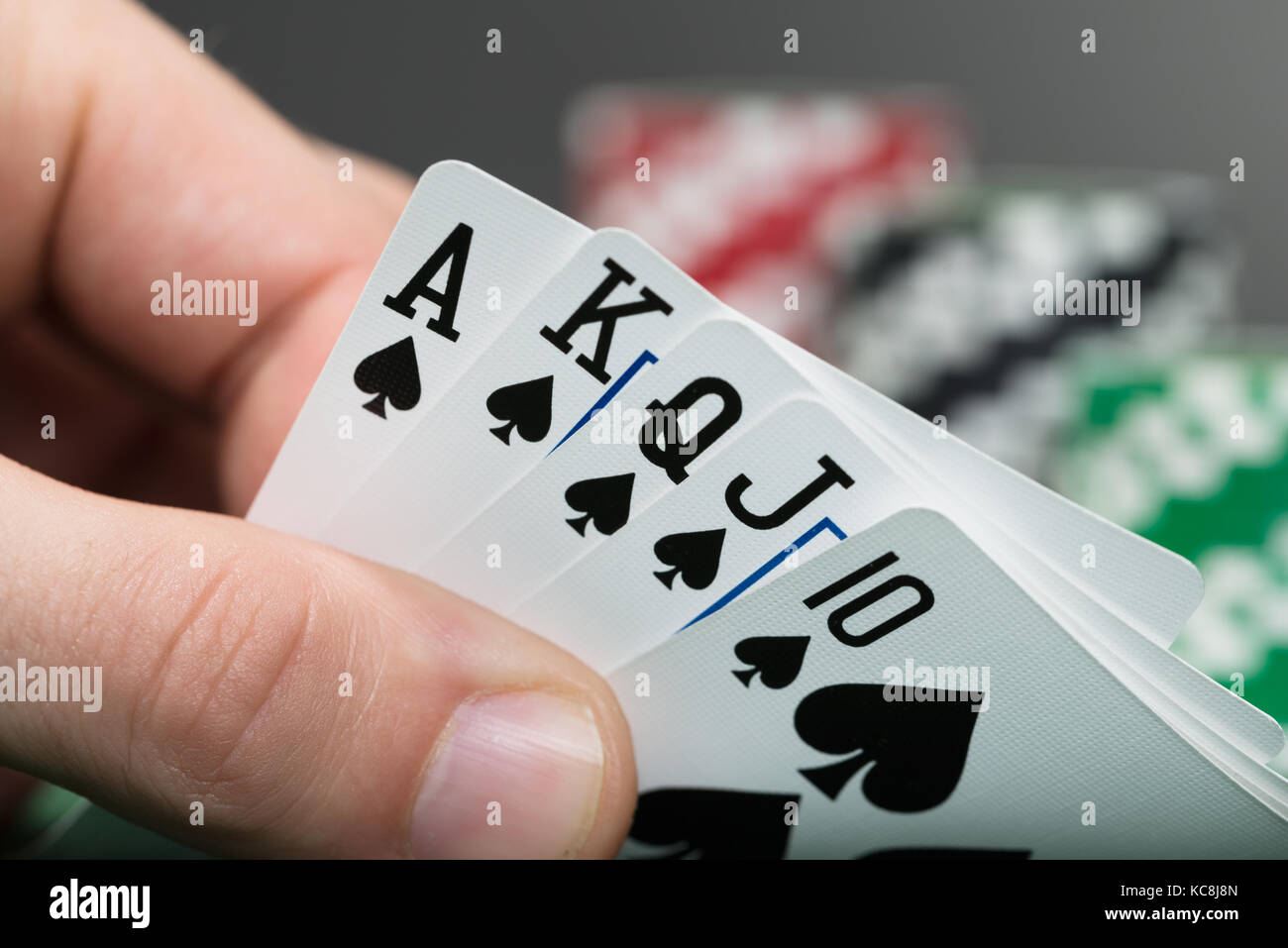 Close-up Of Poker Player Cards Holding Cards Stock Photo - Alamy