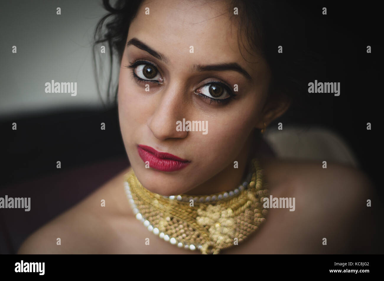 concept shoot with a model wearing a jewellery gold neckpiece at a ...