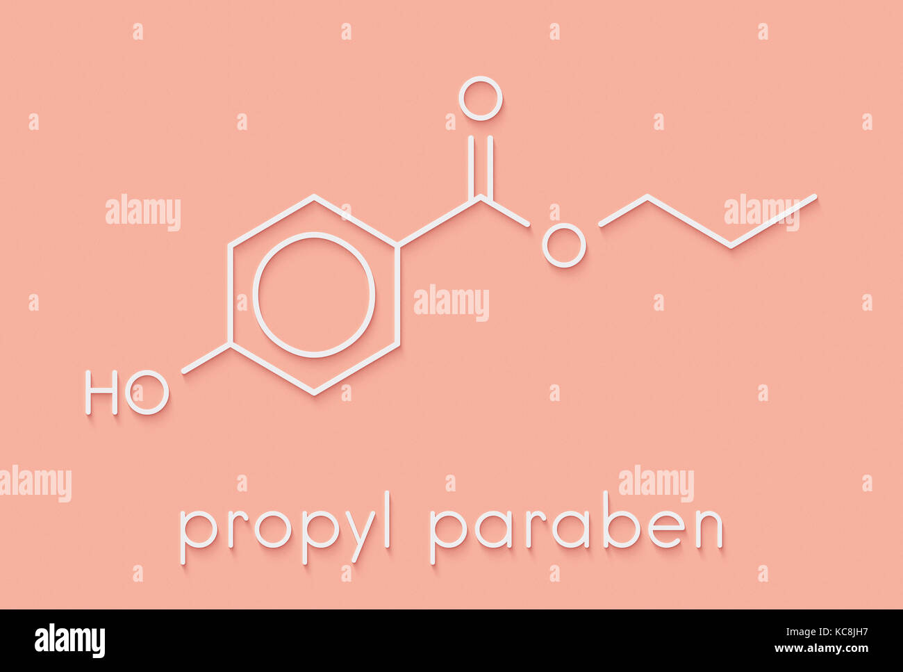 Propyl paraben preservative molecule. Used in food and cosmetics ...